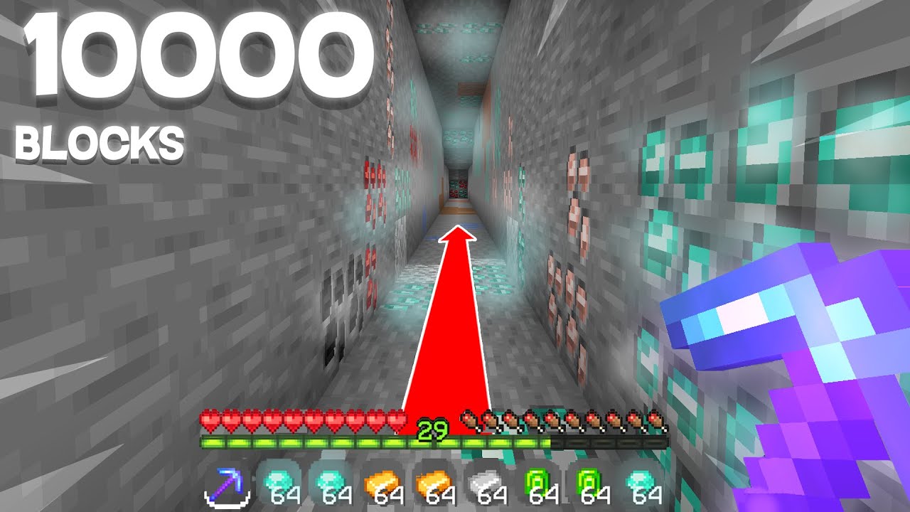 I Mined 10,000 Blocks in a STRAIGHT LINE in Survival Minecraft! - YouTube