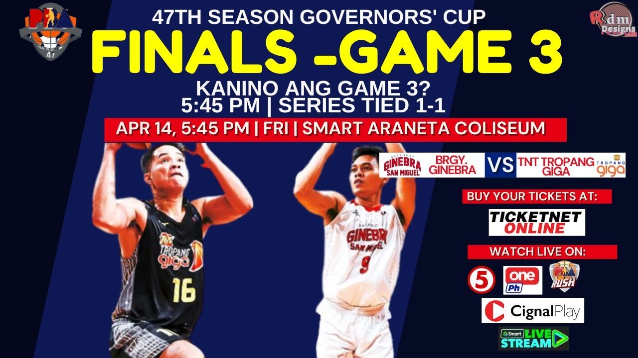 Pba FINALS Game 3 Schedule for Apr 14, 2023 | Brgy Ginebra vs TNT ...