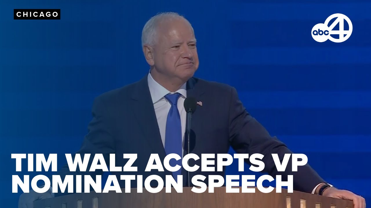 Walz gets his moment in the spotlight as he accepts vice presidential ...