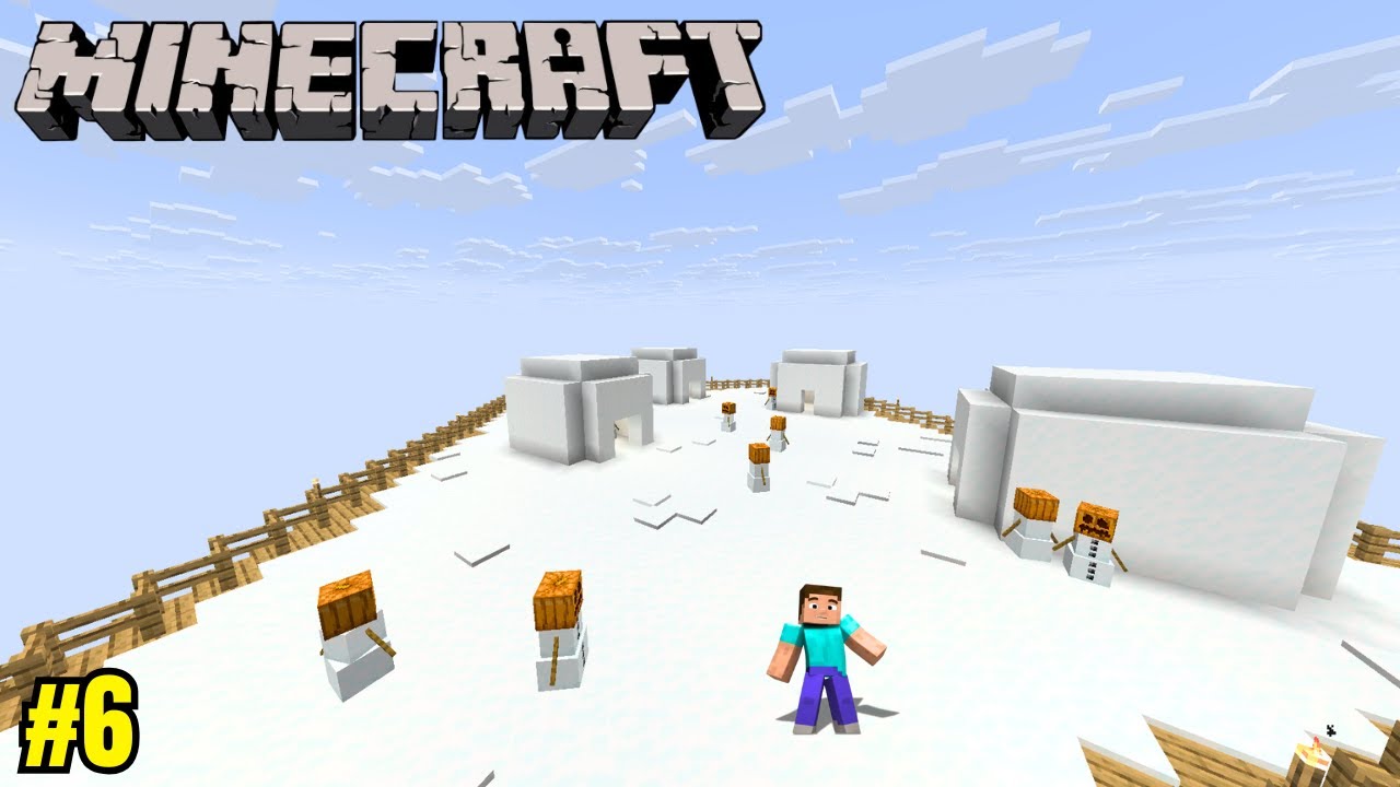 I BUILT A SNOW CITY IN MINECRAFT ONE BLOCK #6 - YouTube