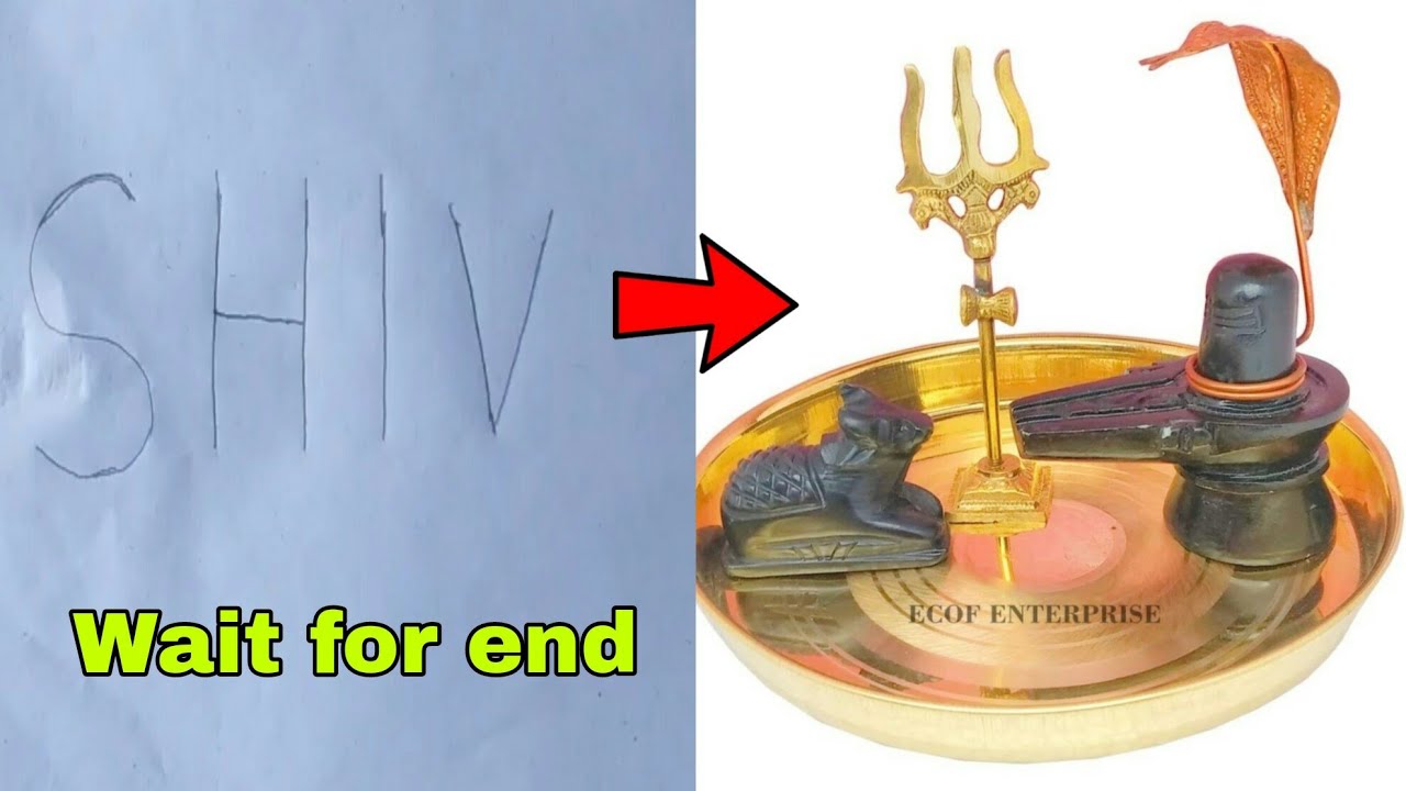 Shiv Letter Drawing ! Shivling snake Tirshul Nandi Drawing ! Shiv Art ...