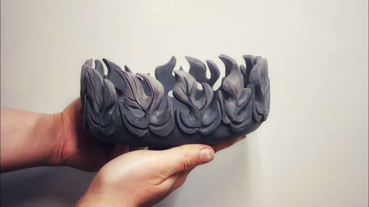 how to make a slab pottery bowl with leafy design : Quick slab Bowl ...