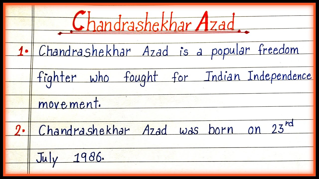 10 Lines on Chandrashekhar Azad in English| Essay on Chandrashekhar ...