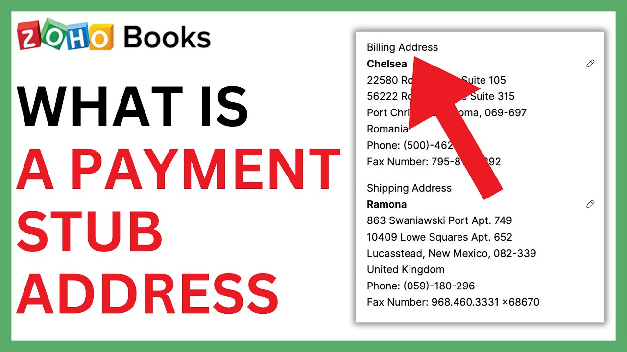 What is a Payment Stub Address in Zoho Books [QUICK GUIDE] - YouTube