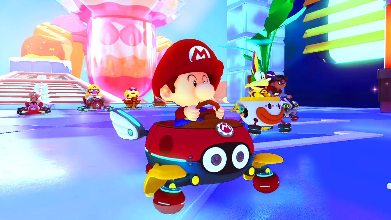 Mario Kart 8 Deluxe 3 Players Baby Mario vs Baby Rosalina vs Inkling ...