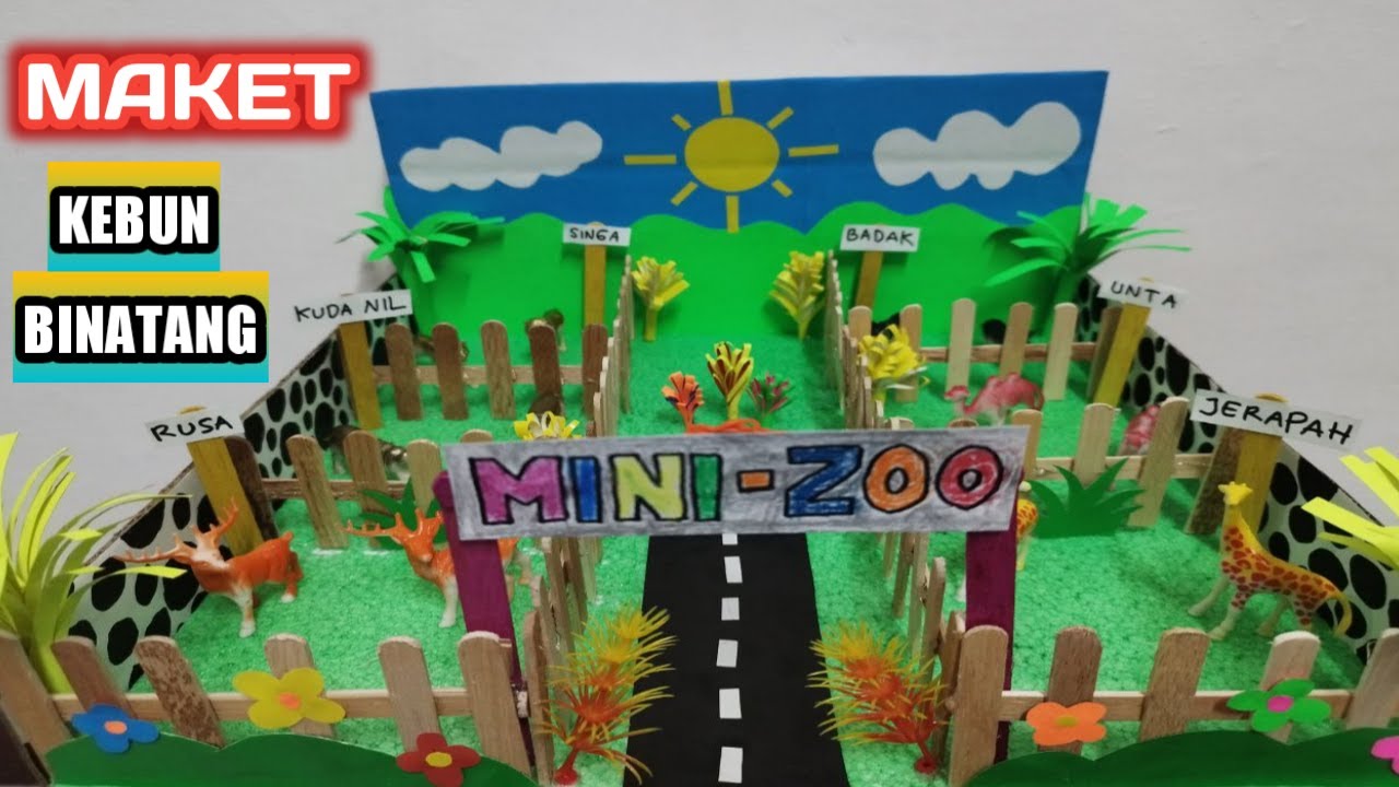 CARA MEMBUAT MAKET KEBUN BINATANG || MINIATUR KEBUN BINATANG DARI ...