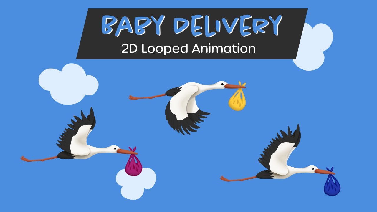 Stork Flying with Baby 2d animation - YouTube