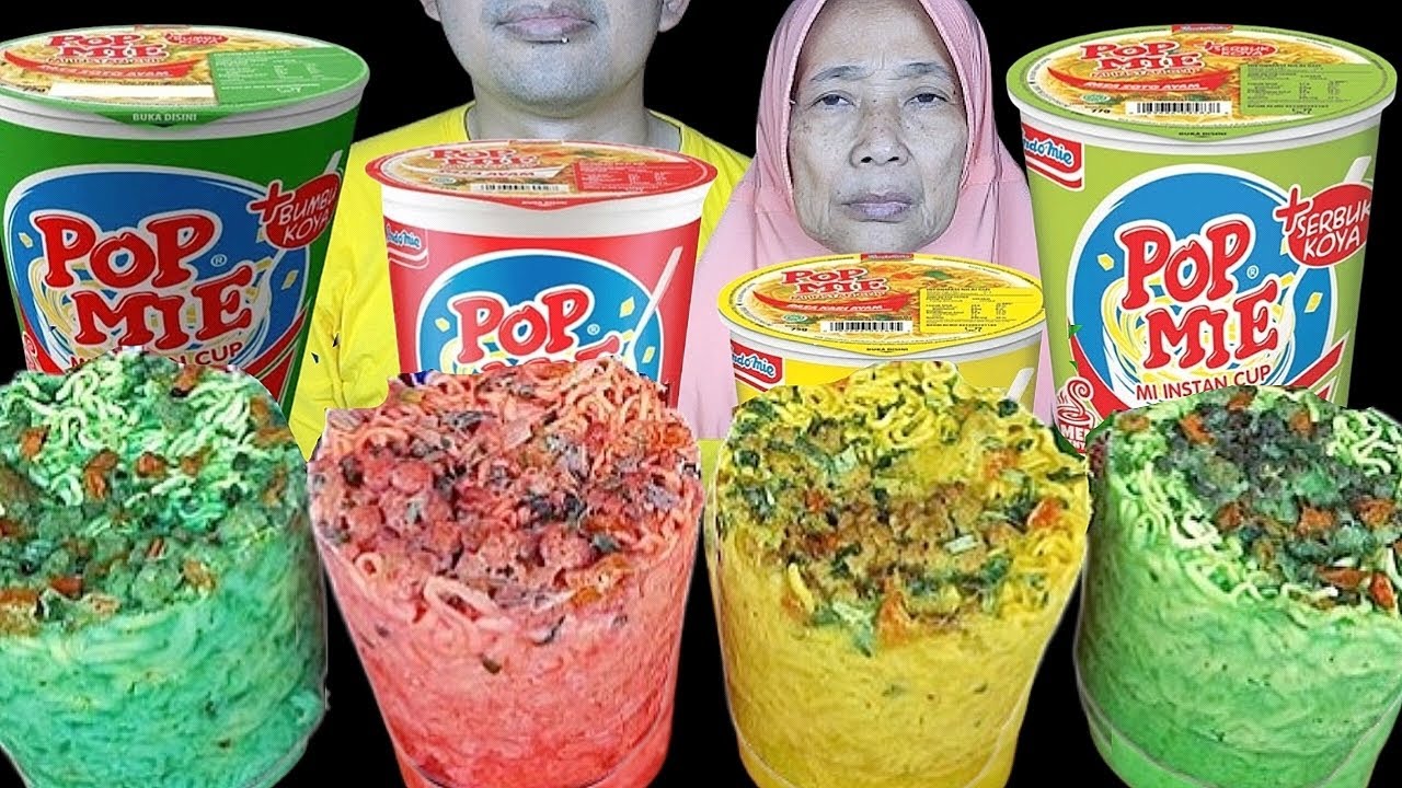MUKBANG PUDING SUSU POP MIE || Rasa AYAM || KARI AYAM || SOTO AYAM ...