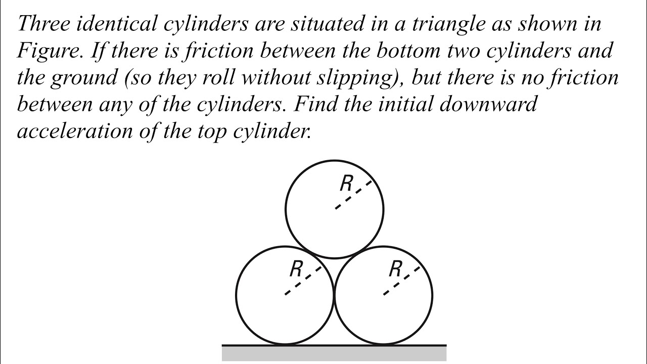 Bottom Cylinders Rolling | Find Acceleration of Top Cylinder | JEE ...