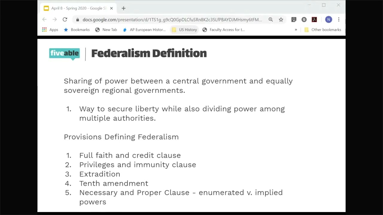 AP US Government CRAM – Federalism | Fiveable Cram Archive
