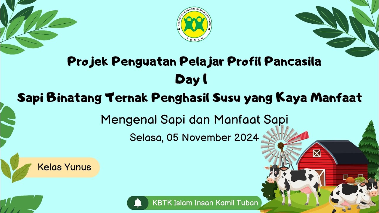 P5 DAY 1- Kelas Yunus (Mengenal Sapi dan Manfaat Sapi) - YouTube