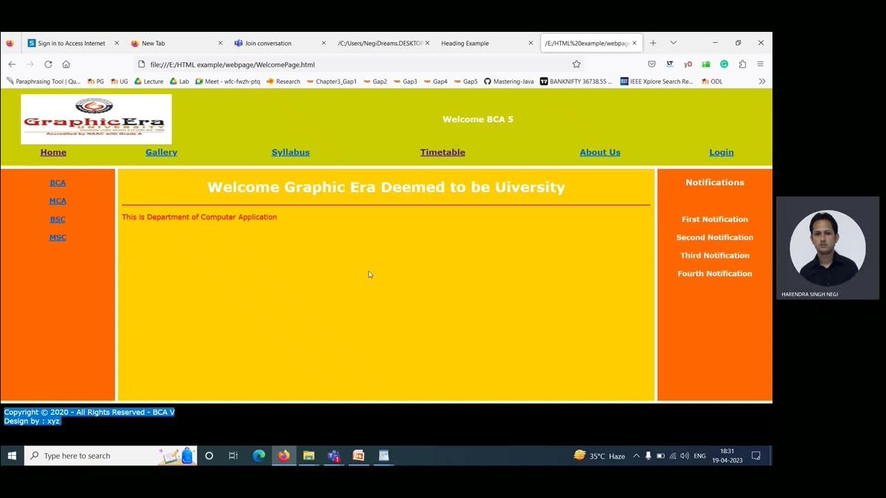 One-Page Website using Frames in HTML Harendra Sir @HSNClasses1987 - YouTube