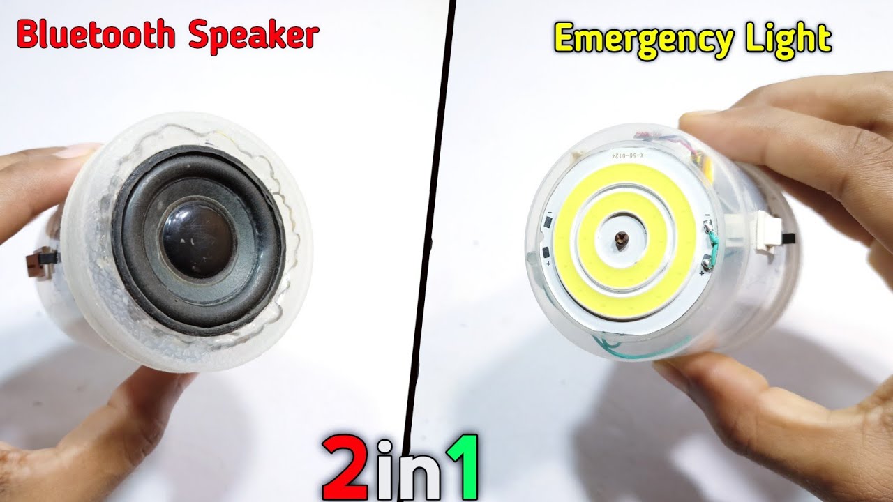 How To Make Emergency Light With Bluetooth Speaker At Home | 2 in 1 ...