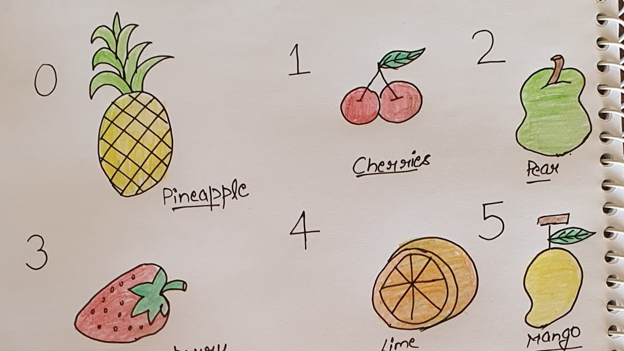 Fruits drawing from Numbers - YouTube