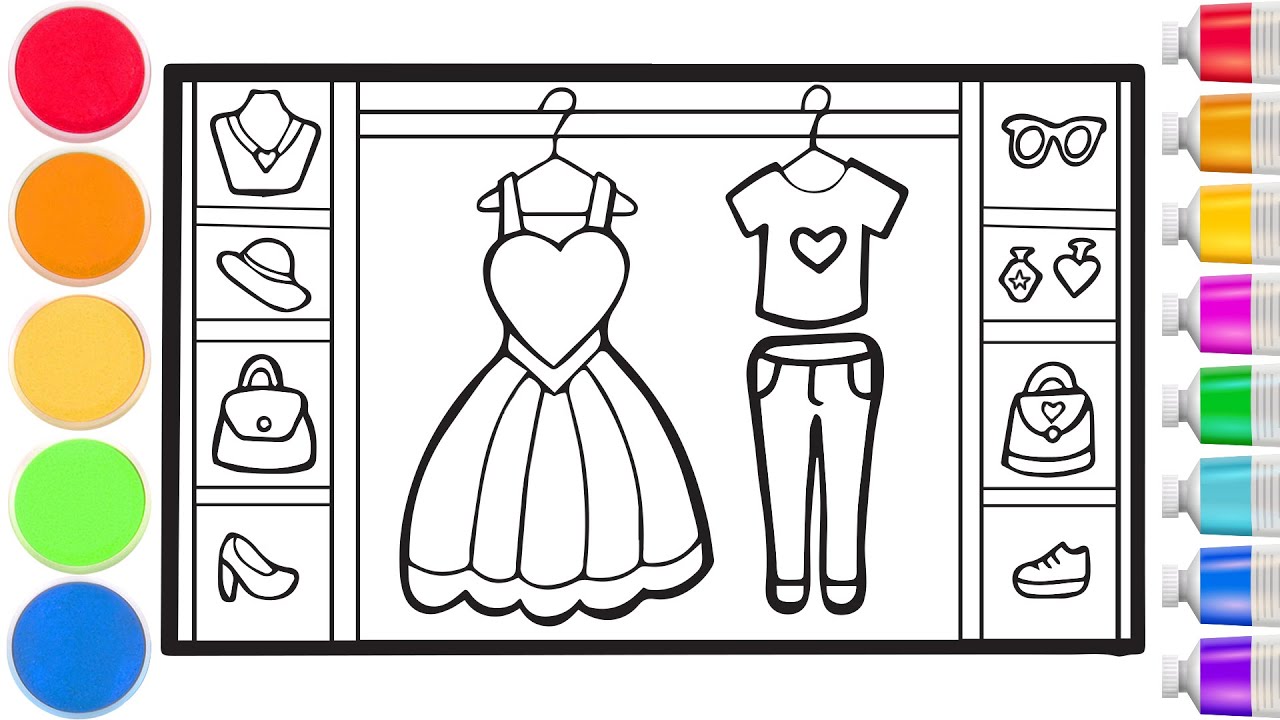 Drawing and Coloring Bedroom Wardrobe | Step By Step - YouTube