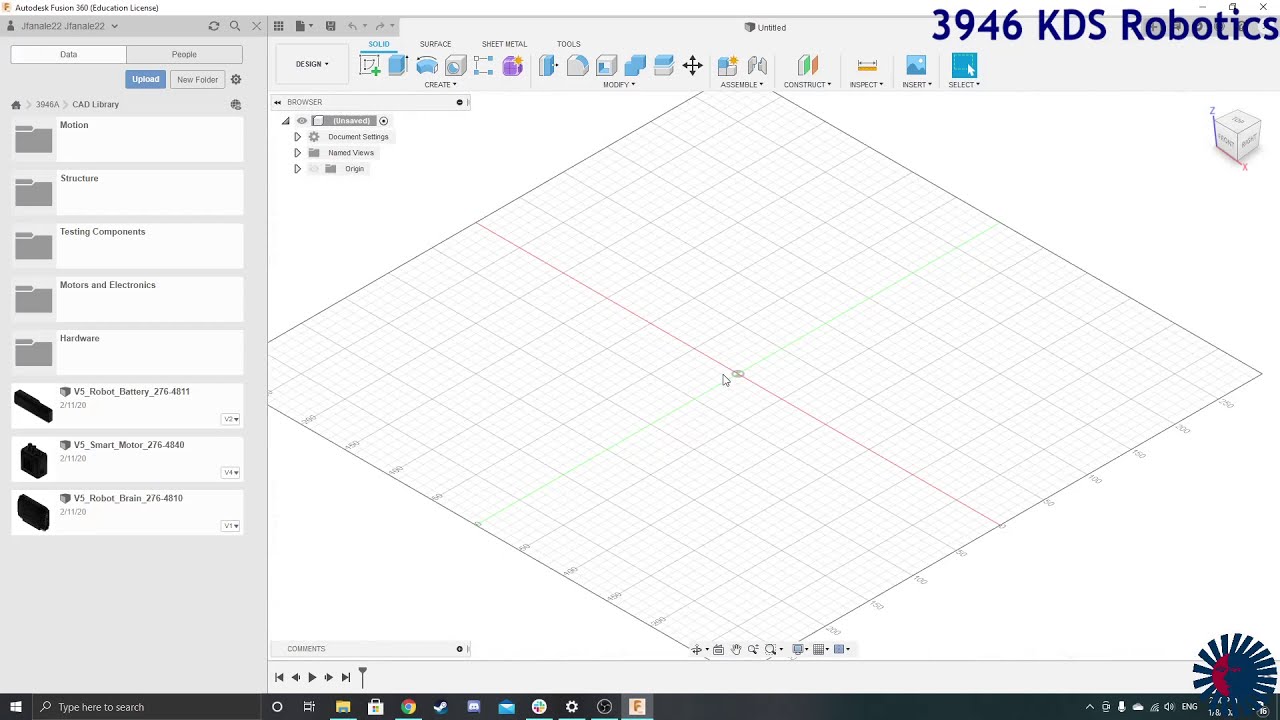 VEX Autodesk Fusion 360 CAD Tutorials || Episode 1: Getting Started ...