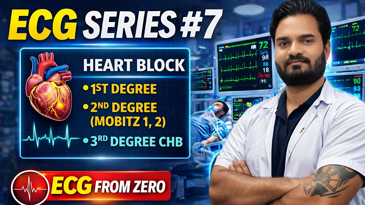 # Video No. 7 Heart Block क्या होता है? 1st degree 2nd degree (Mobitz-I ...