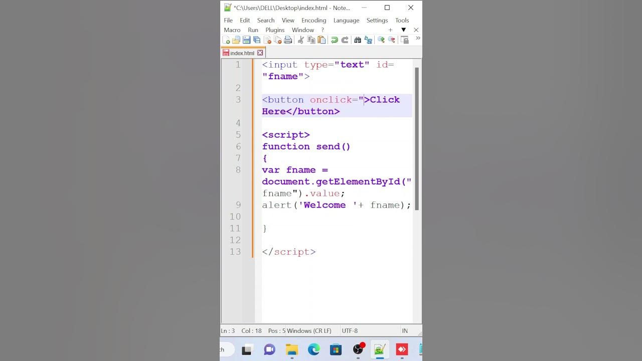 Pass Textbox Value To JavaScript Function #javascripttutorials #javascriptshorts #htmlshorts ...