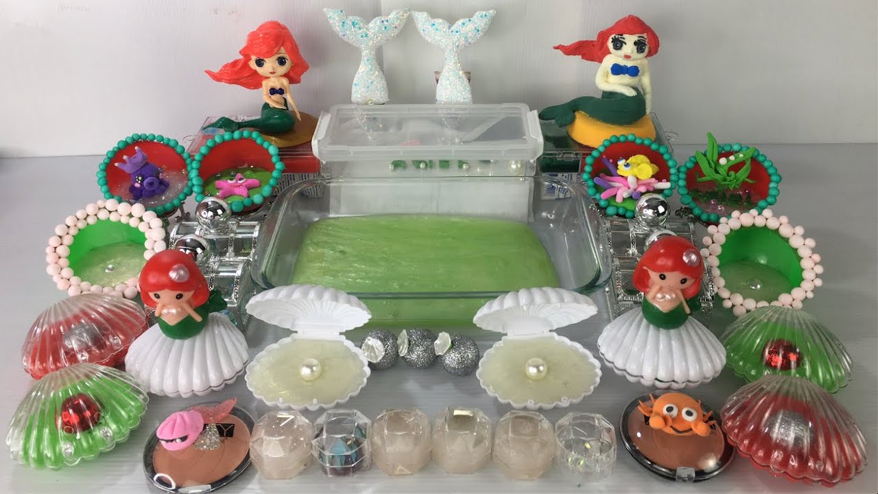 ARIEL SLIME ! BEST MIXING MAKEUP AND GLITTERS INTO SLIME!SATISFYING AND ...