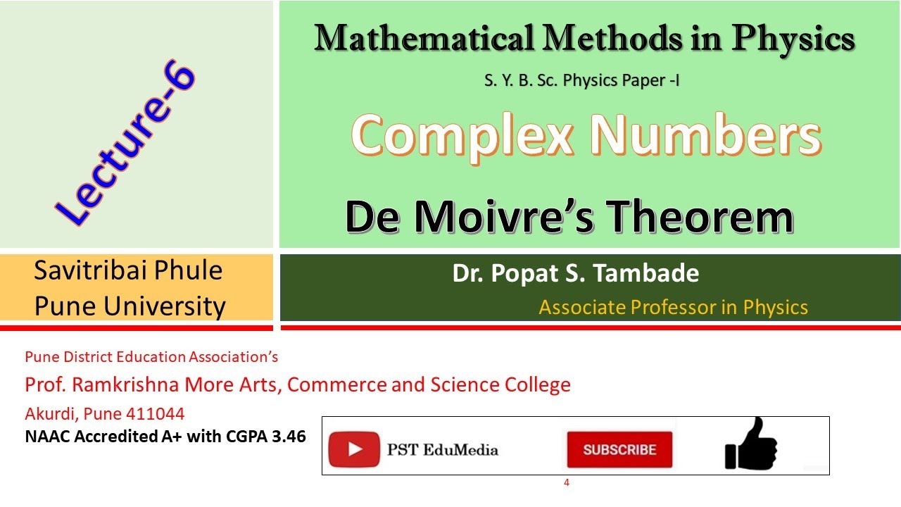 Complex numbers | De Moivre's theorem | SY BSc Physics - YouTube