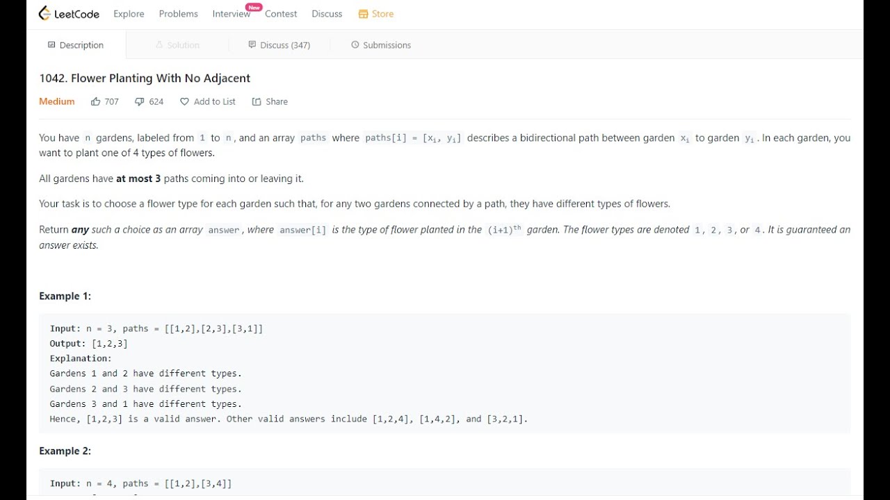 Leetcode1042 Flower Planting With No Adjacent Youtube