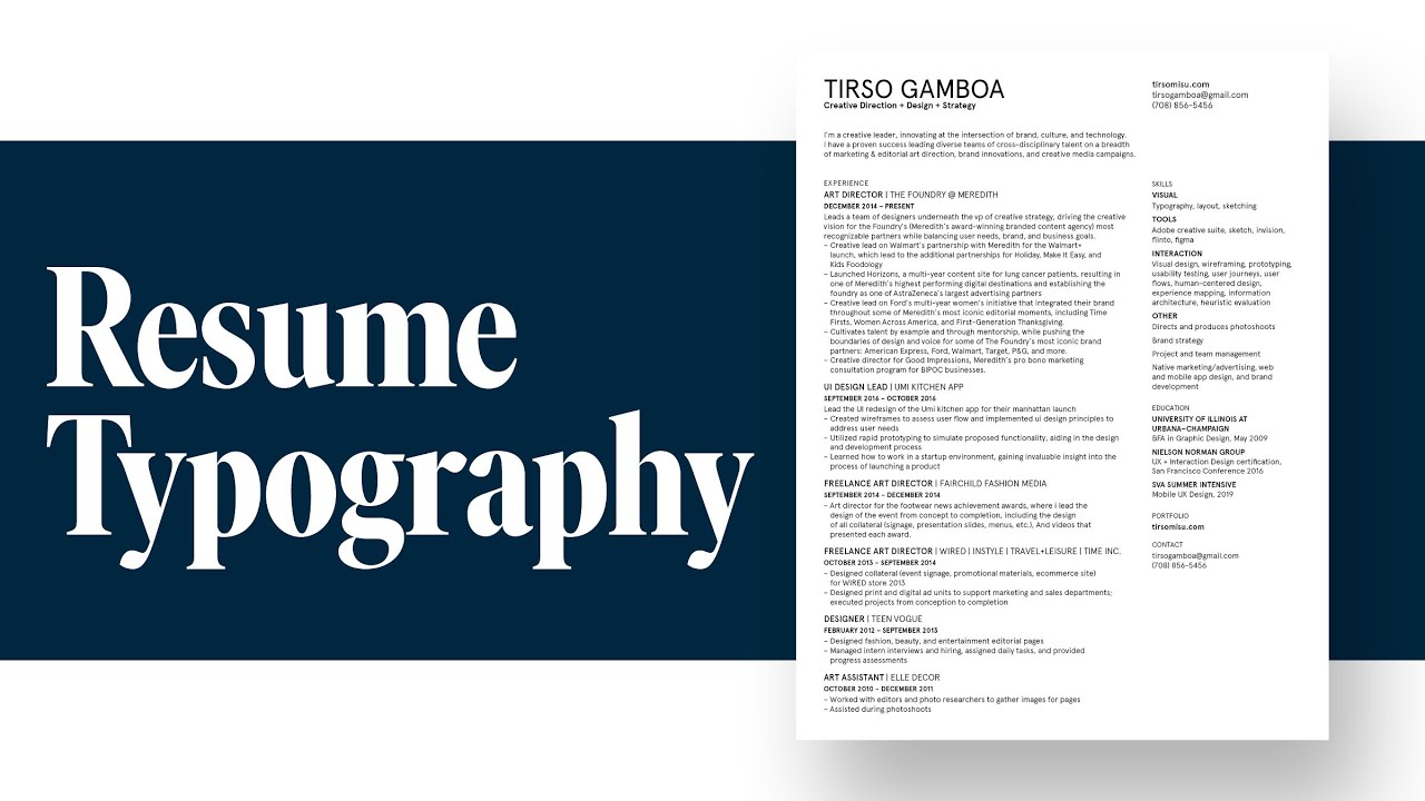 How to Use Typography Principles to Design the Perfect Resume! - YouTube