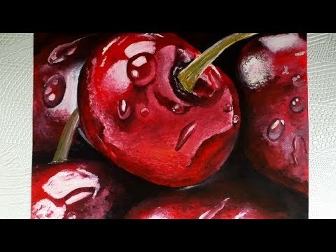 Pintura realista de unas cerezas al oleo| Realistic painting of some ...