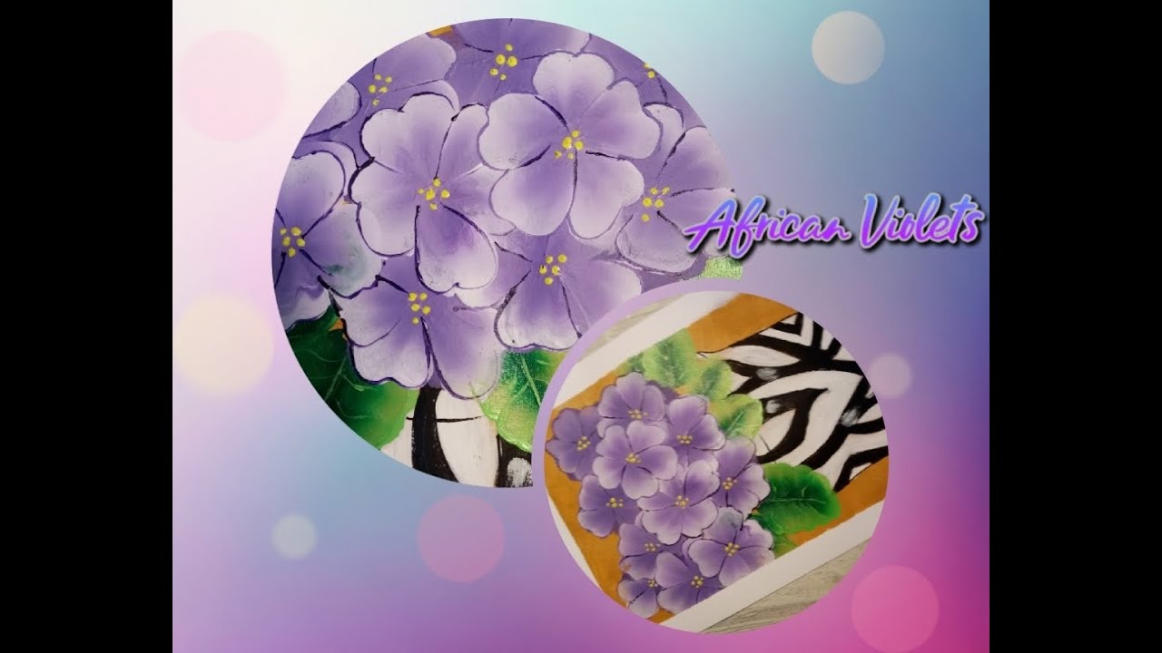 African Violets/One stroke technique/Acrylic Painting - YouTube