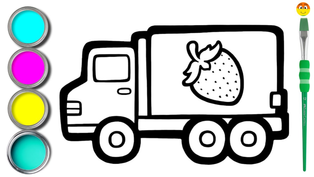 Delivery Truck Drawing, Coloring and Painting for Kids & Toddlers ...