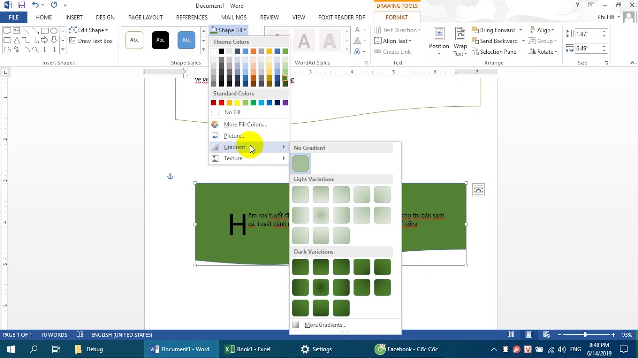 Tạo và định dạng Shapes cùng văn bản có Drop cap trong word 2013 - YouTube
