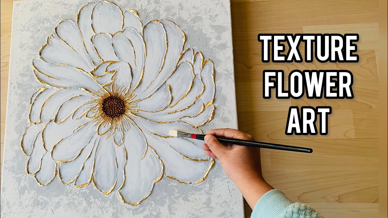 Textured Painting On Canvas | Demo | 3D Painting On Canvas | Big Flower ...