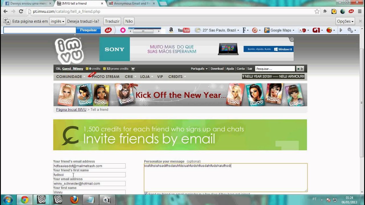 Tutorial como fazer fake no imvu 2013 com MailMetrash - YouTube