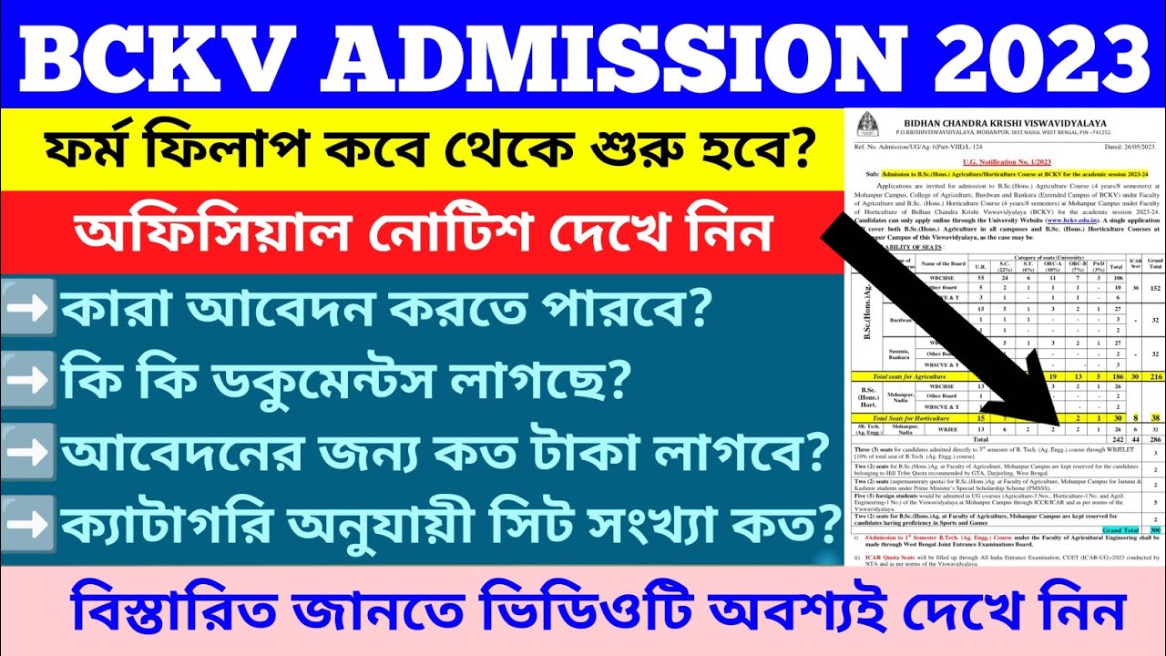 BCKV ADMISSION 2023 / BCKV BSC AGRICULTURE & HORTICULTURE ADMISSION ...