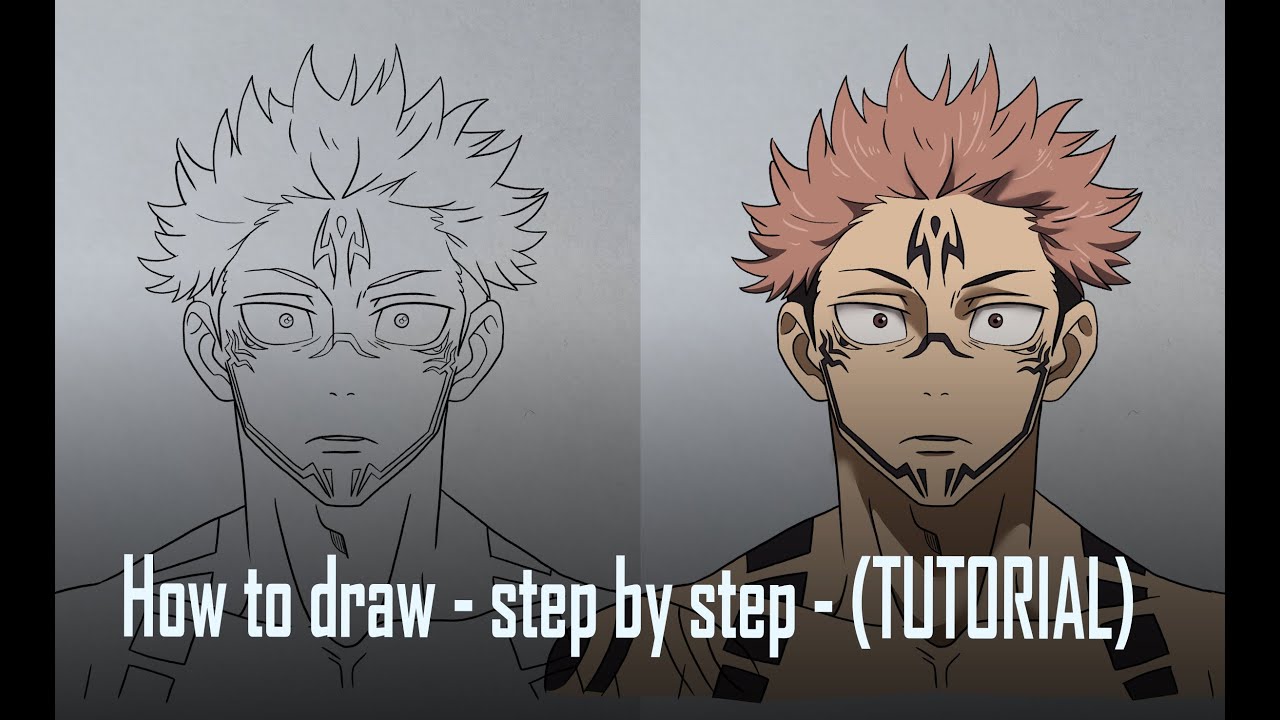 How to draw SUKUNA (Jujutsu Kaisen) tutorial step by step - YouTube