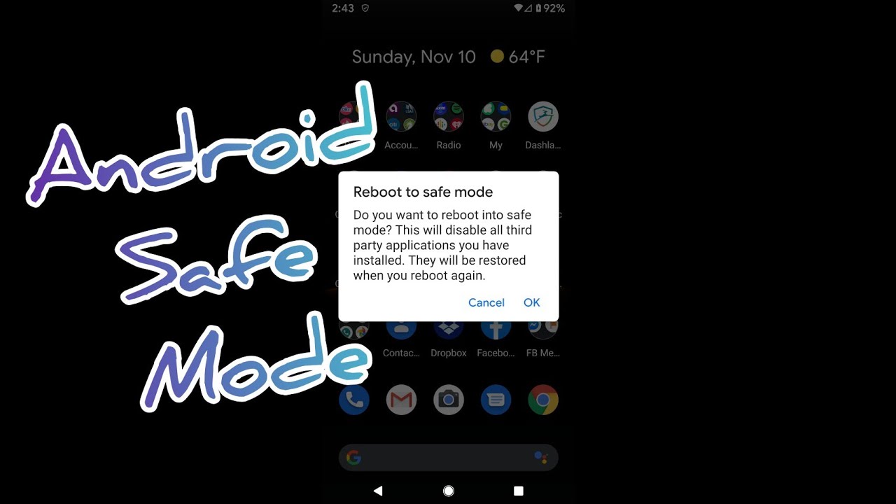 How To Put Your Pixel 2XL And Android Phones Into Safe Mode - YouTube
