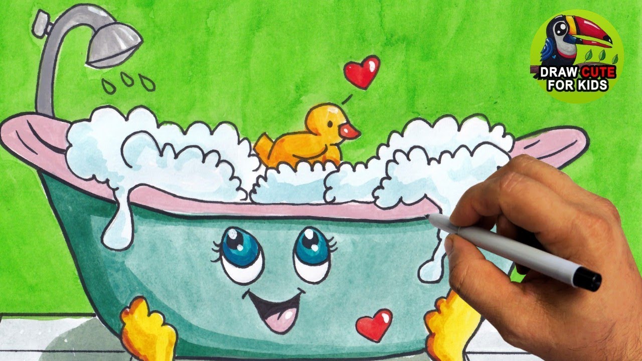 How To Draw A Bathtub Cute - YouTube