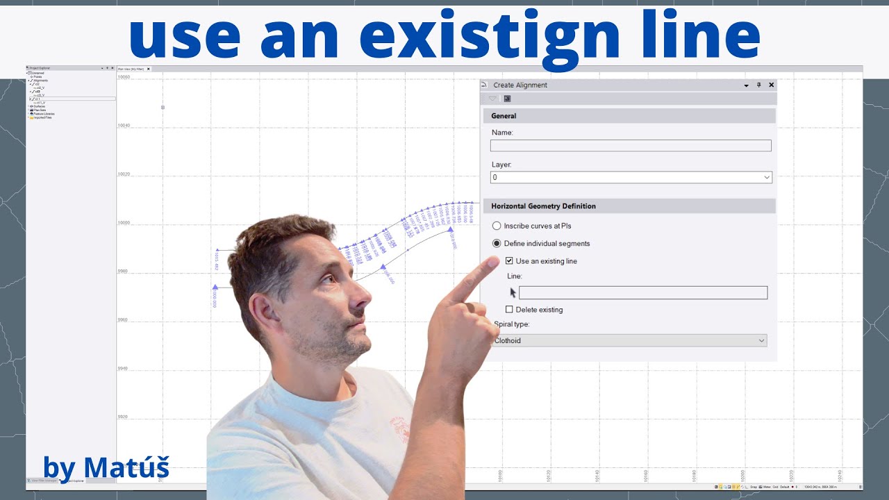 Alignment from existing line in Trimble Business Center - YouTube