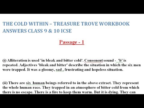 THE COLD WITHIN – TREASURE TROVE WORKBOOK ANSWERS CLASS 9 & 10 ICSE ...