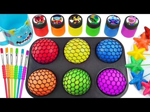 Satisfying Video l DIY How To Make Crazy Rainbow FROM Slime Balls ASMR & Cutting Ice Colors Labubu