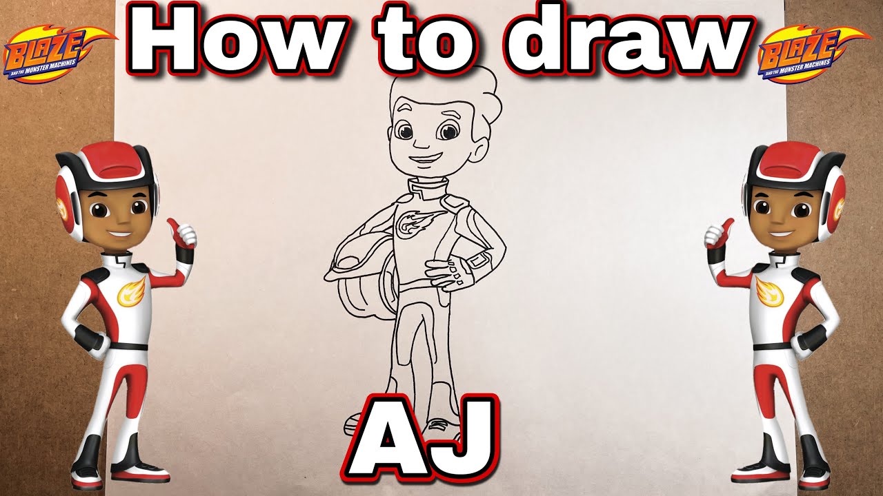 HOW TO DRAW AJ | Blaze and The Monster Machines | Easy Step-by-Step ...