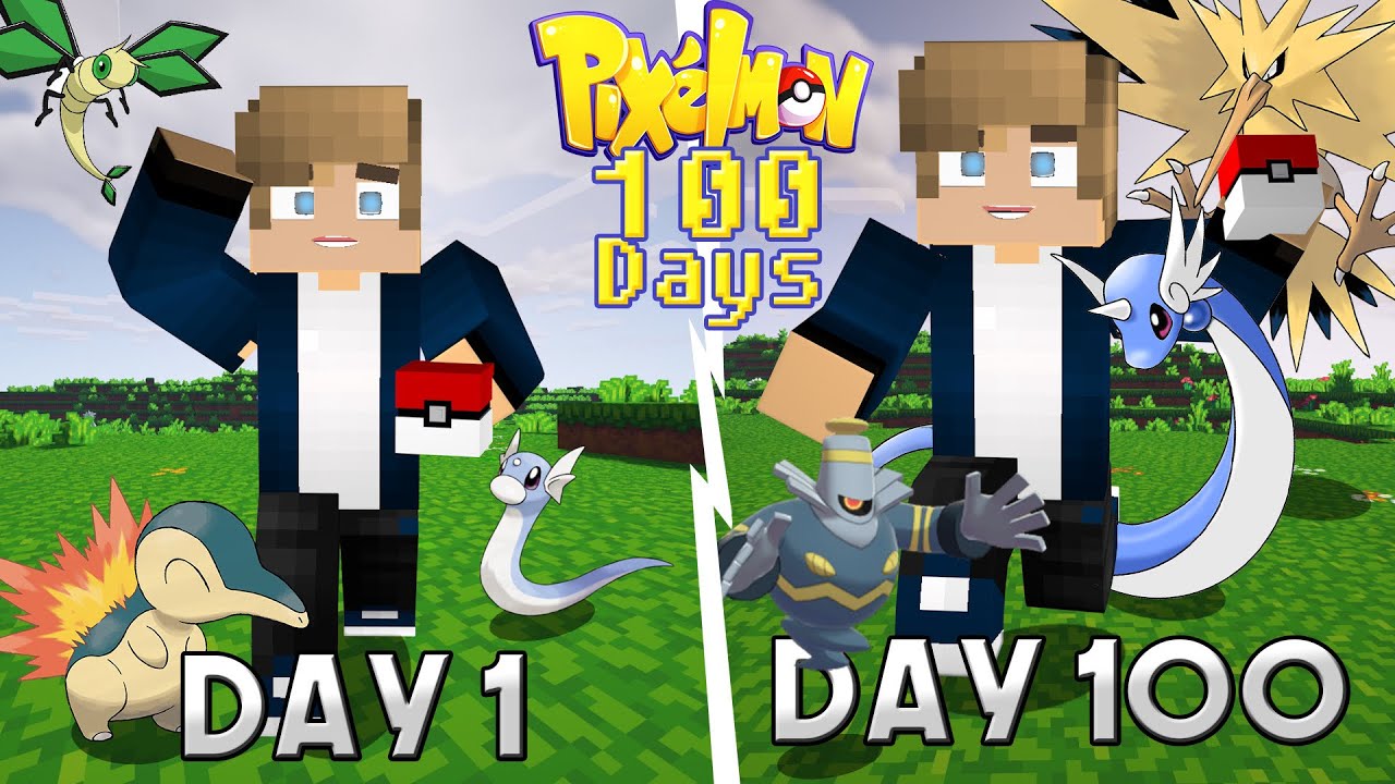 I SPENT 100 DAYS IN MINECRAFT PIXELMON! (Pokemon In Minecraft) - YouTube