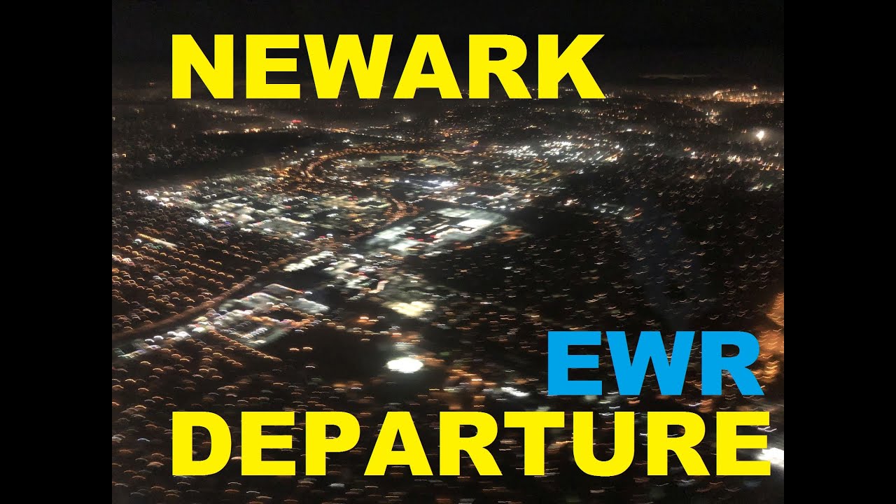 Departure from Newark Airport at Night I Manhattan view - YouTube