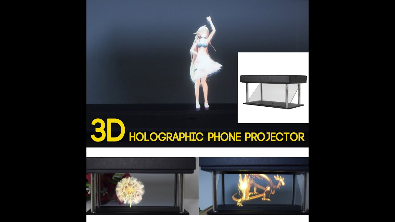 3D Mobile Phone Hologram Box Display Stand Projector Pyramid Display ...