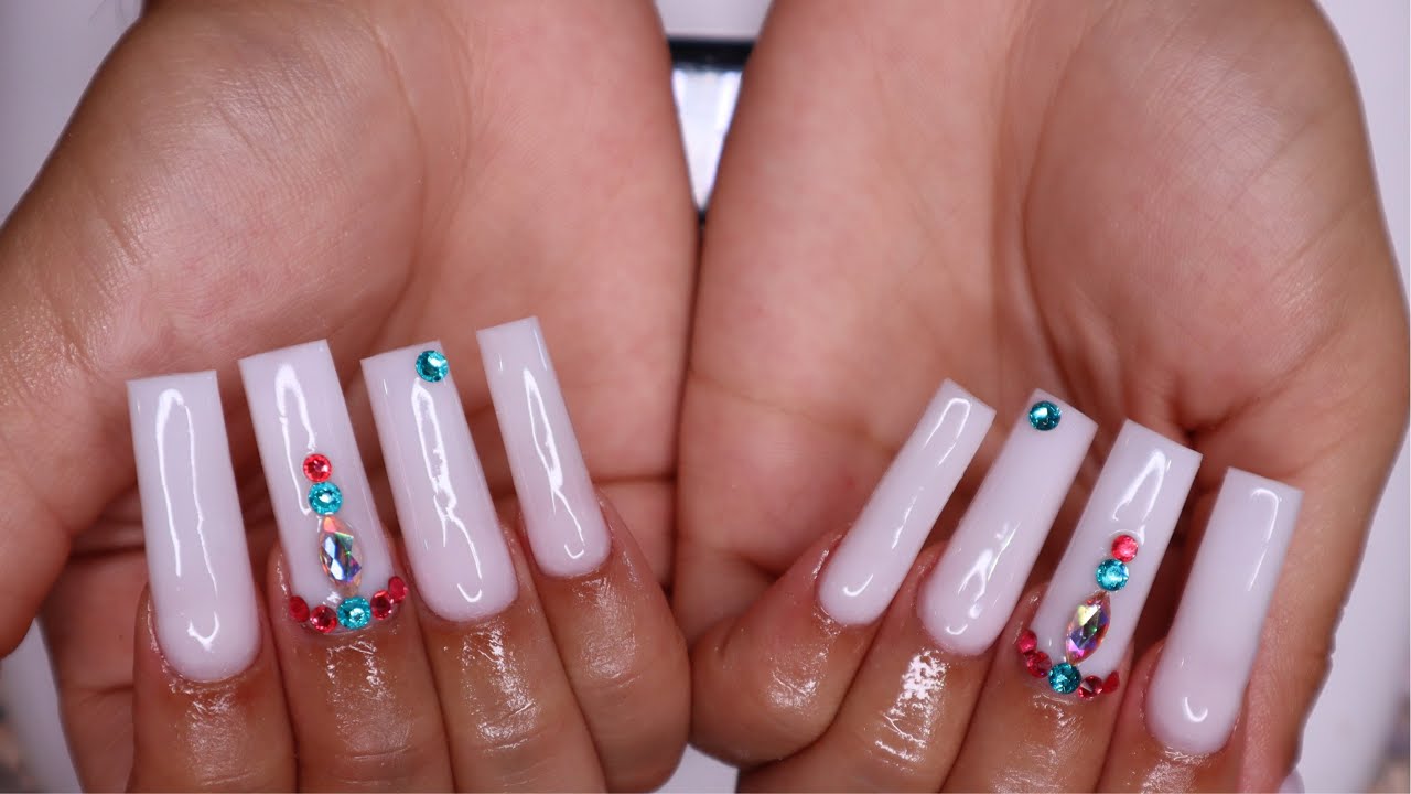 WATCH ME WORK: LONG MILKY WHITE FULL SET | TATI CHANEL - YouTube