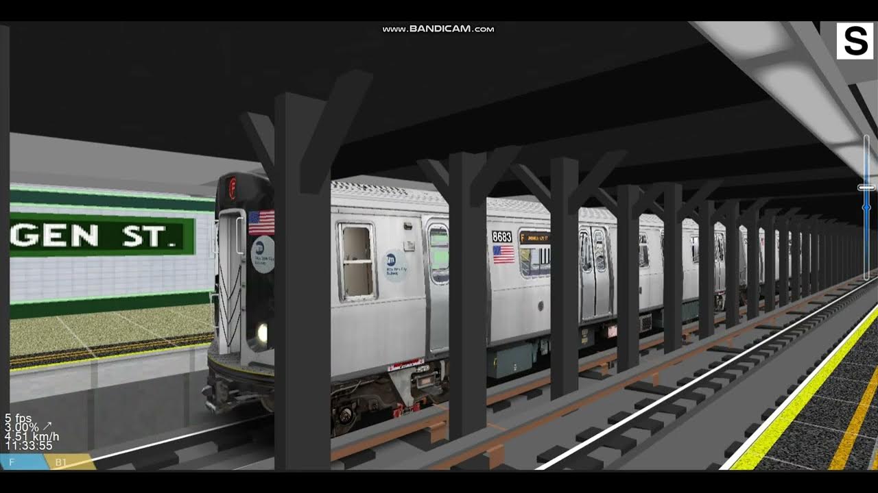 OpenBVE Release R160A Alstom F Train Arriving & Departing at Bergan Street - YouTube