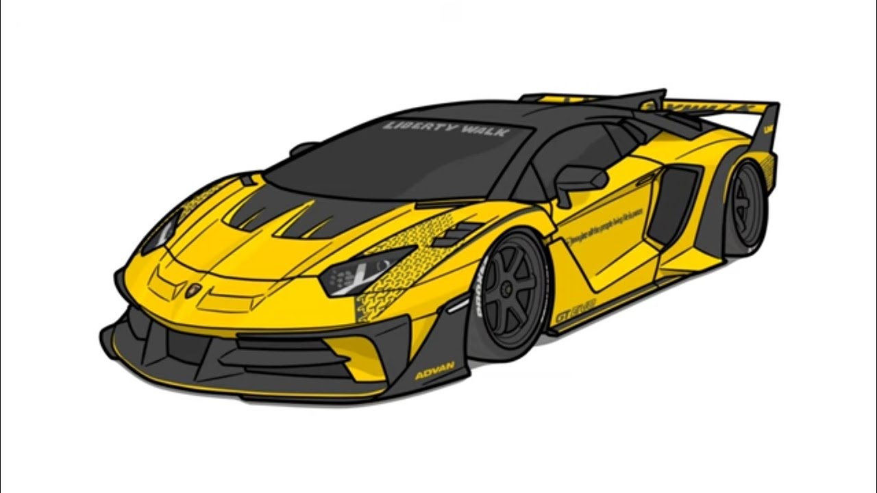 How to draw a LAMBORGHINI AVENTADOR GT EVO / drawing Lamborghini sports ...