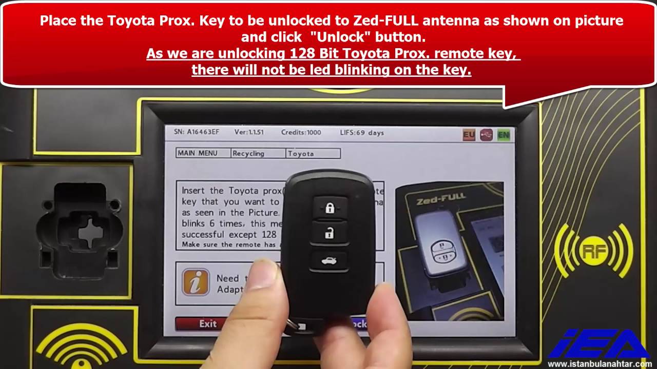 Unlocking Applicaton for Toyota Prox 128 Bit Remote Key - YouTube
