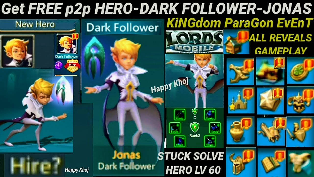Get Free p2p HeRo DARK FLOWer/Jonas|Lords mobile KiNGdom Paragon👍All ...