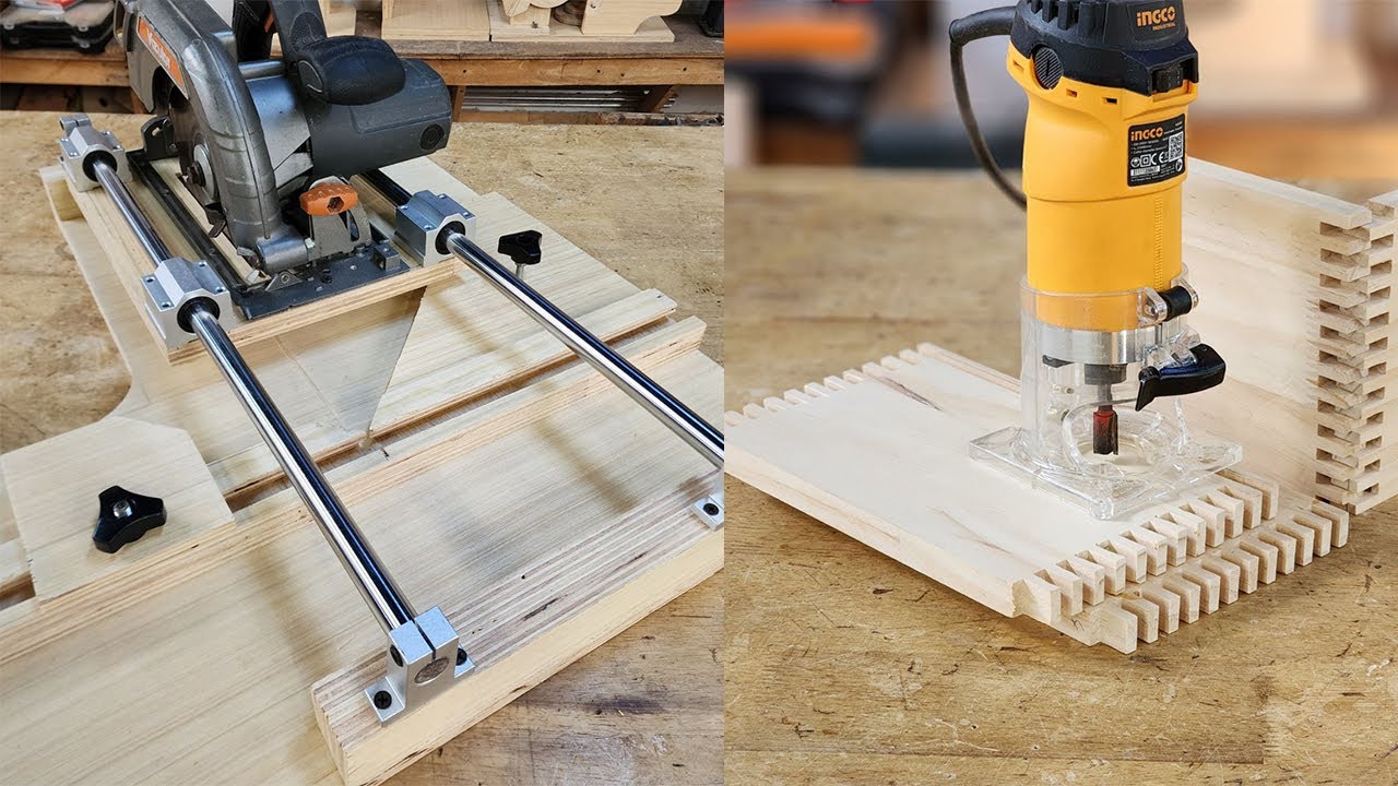 Amazing Woodworking Circular saw and Box Joints - YouTube