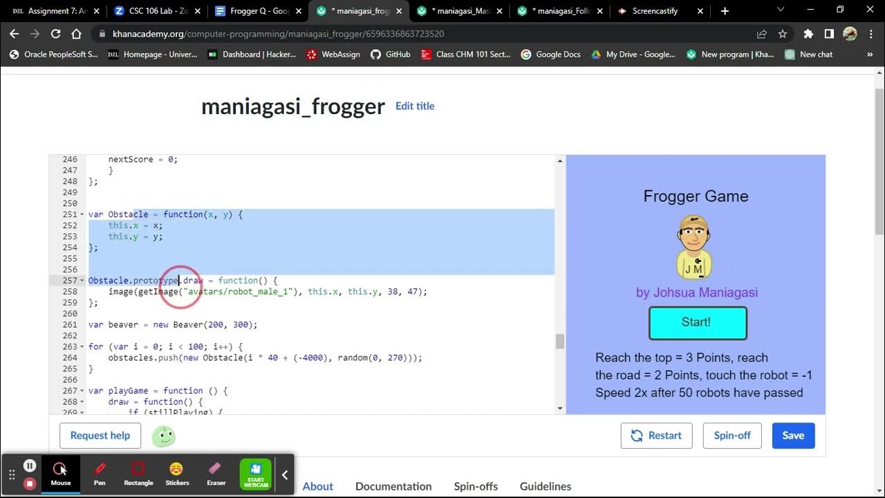 Frogger Game Program - YouTube